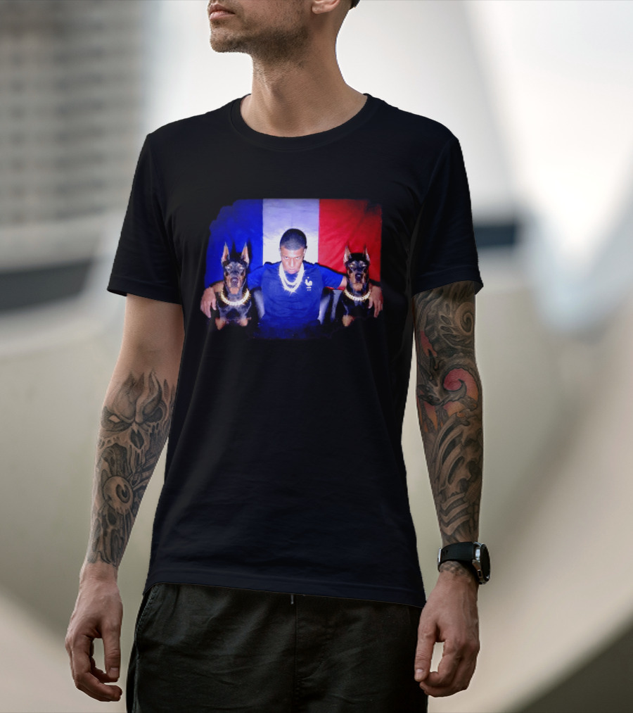 Kylian Mbappe France National Football Team With Dogs French Flag T-Shirt