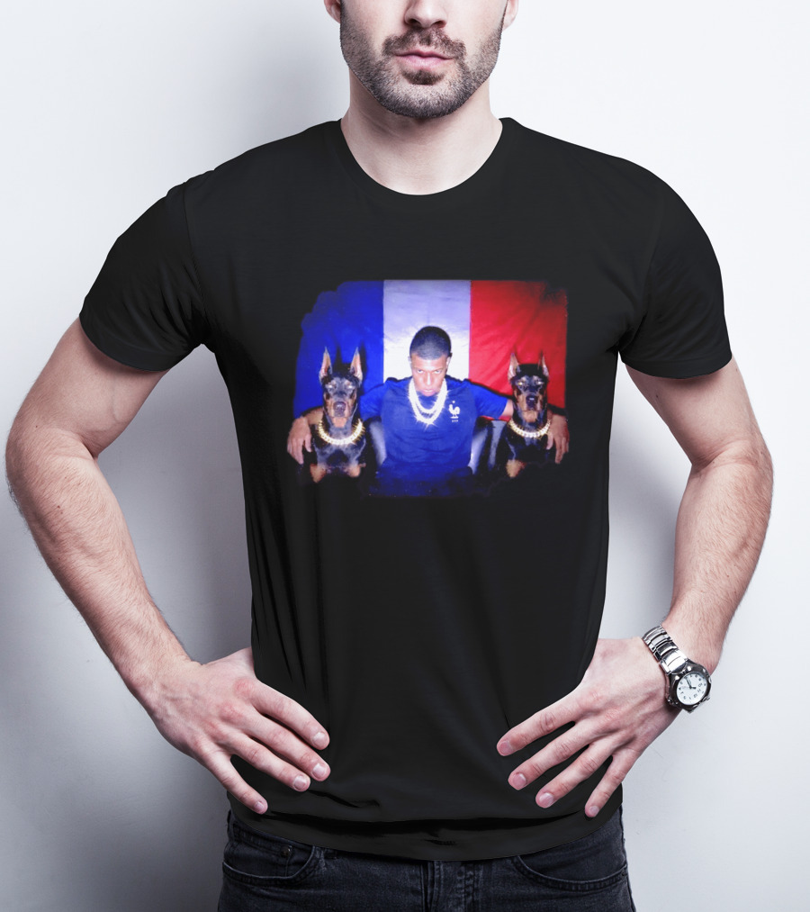 Kylian Mbappe France National Football Team With Dogs French Flag T-Shirt