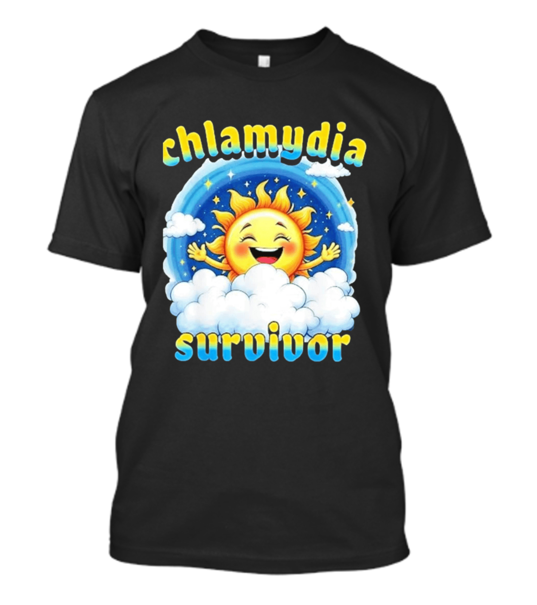 Chlamydia Survivor Sun Cartoon Humor Clouds Sky T-Shirt