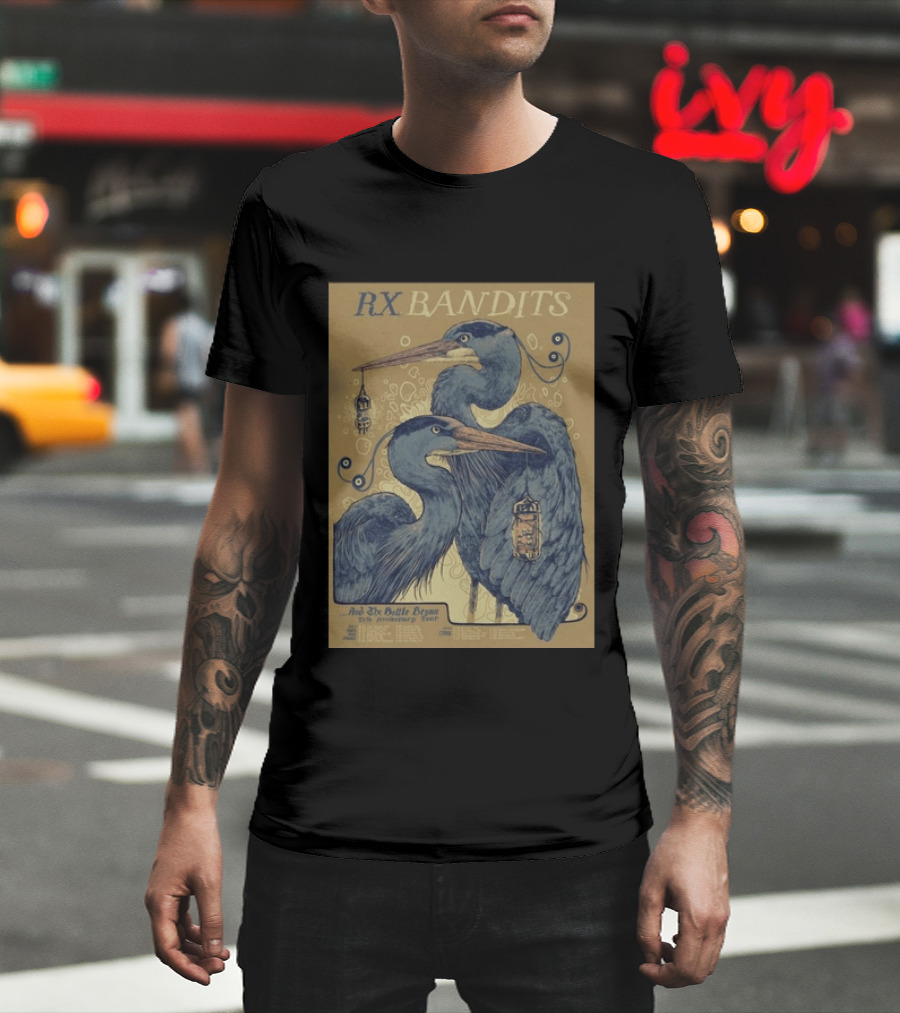 RX Bandits And The Battle Begun 20th Anniversary Tour 2026 Blue Heron T-Shirt