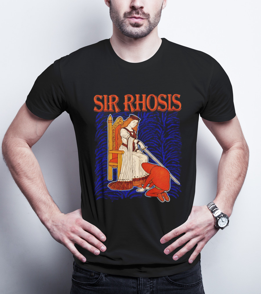 Sir Rhosis Medieval Pun Queen Knight Kneeling T-Shirt