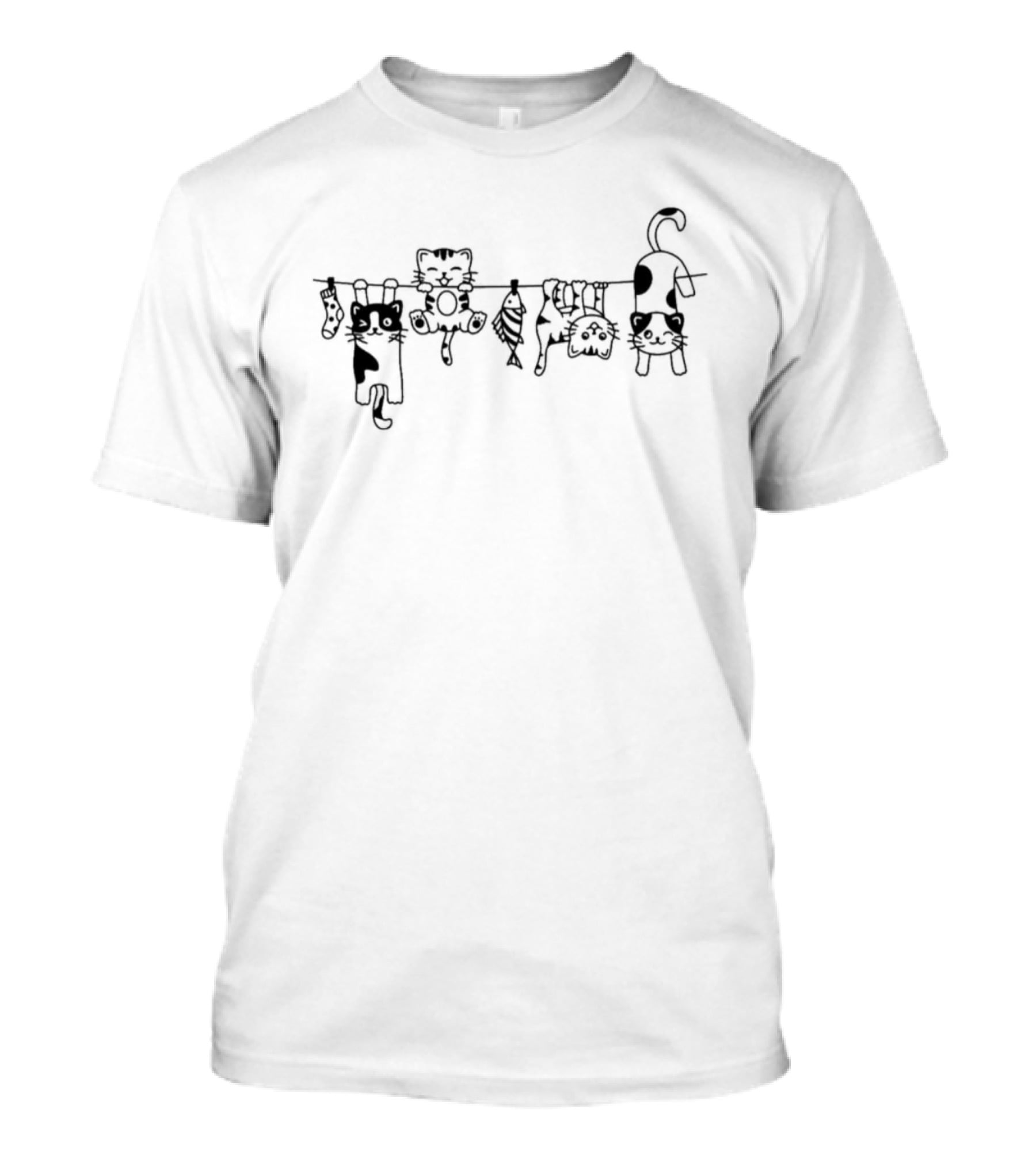 Cats Hanging On Clothesline Playful T-Shirt