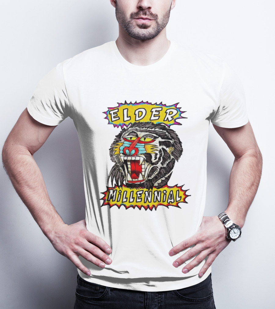 Elder Millennial Baboon Primate Roaring Head T-Shirt