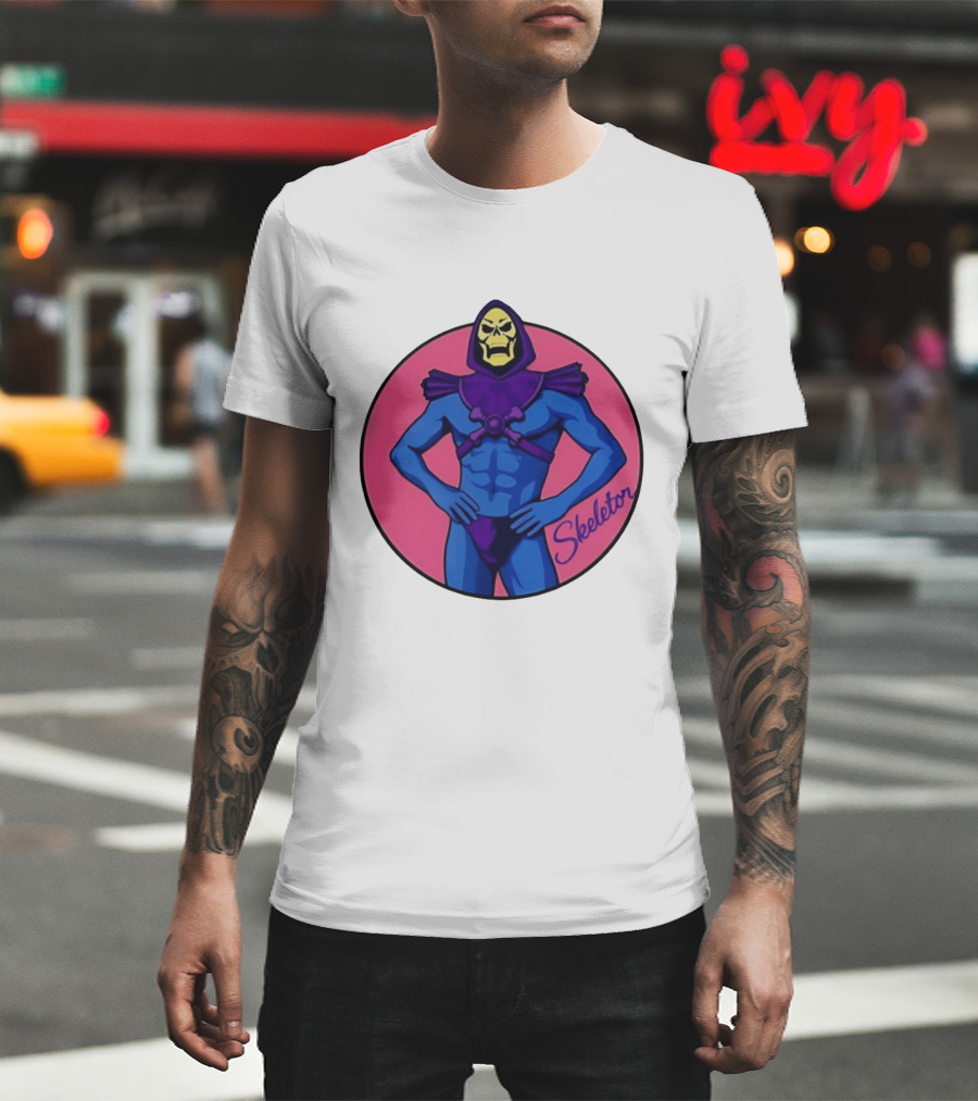 Skeletor Powerful Stance Pink T-Shirt