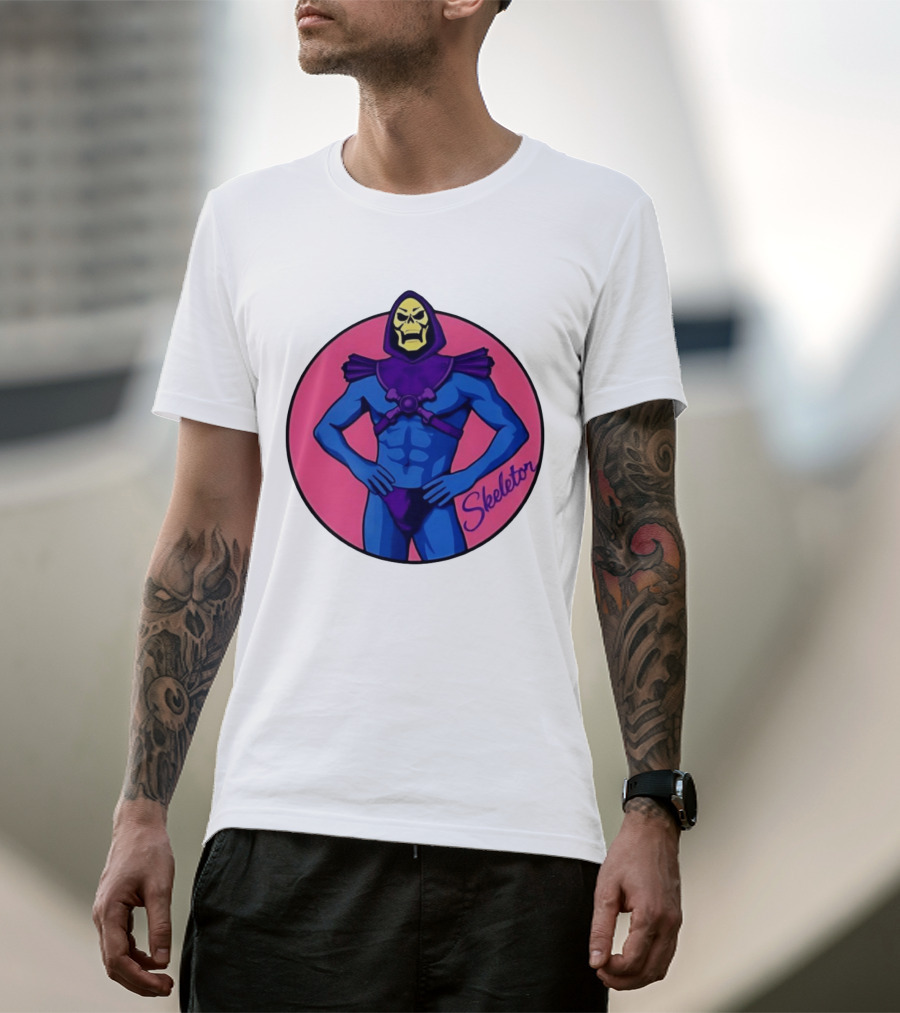 Skeletor Powerful Stance Pink T-Shirt