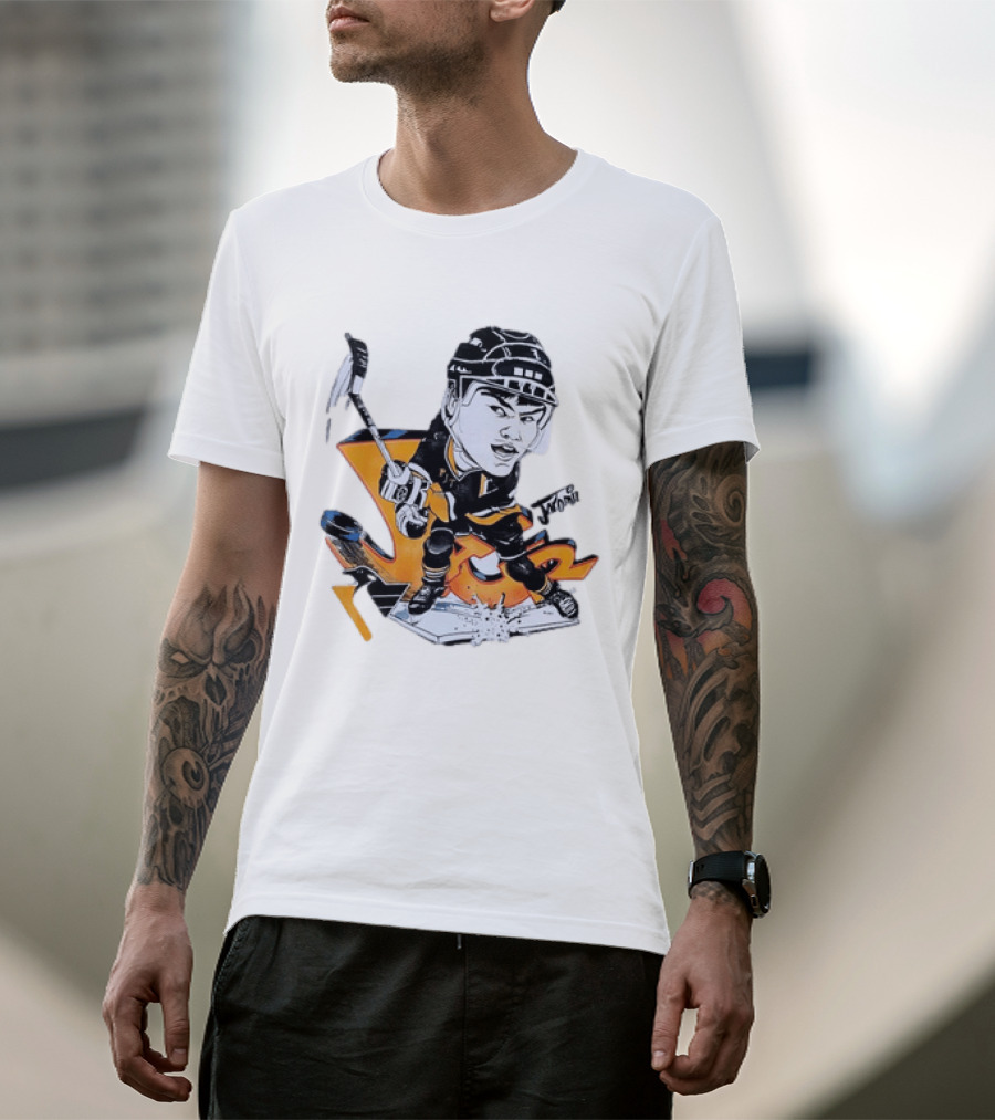 Jaromir Jagr Animated Pittsburgh Penguins Hockey Stick Action T-Shirt