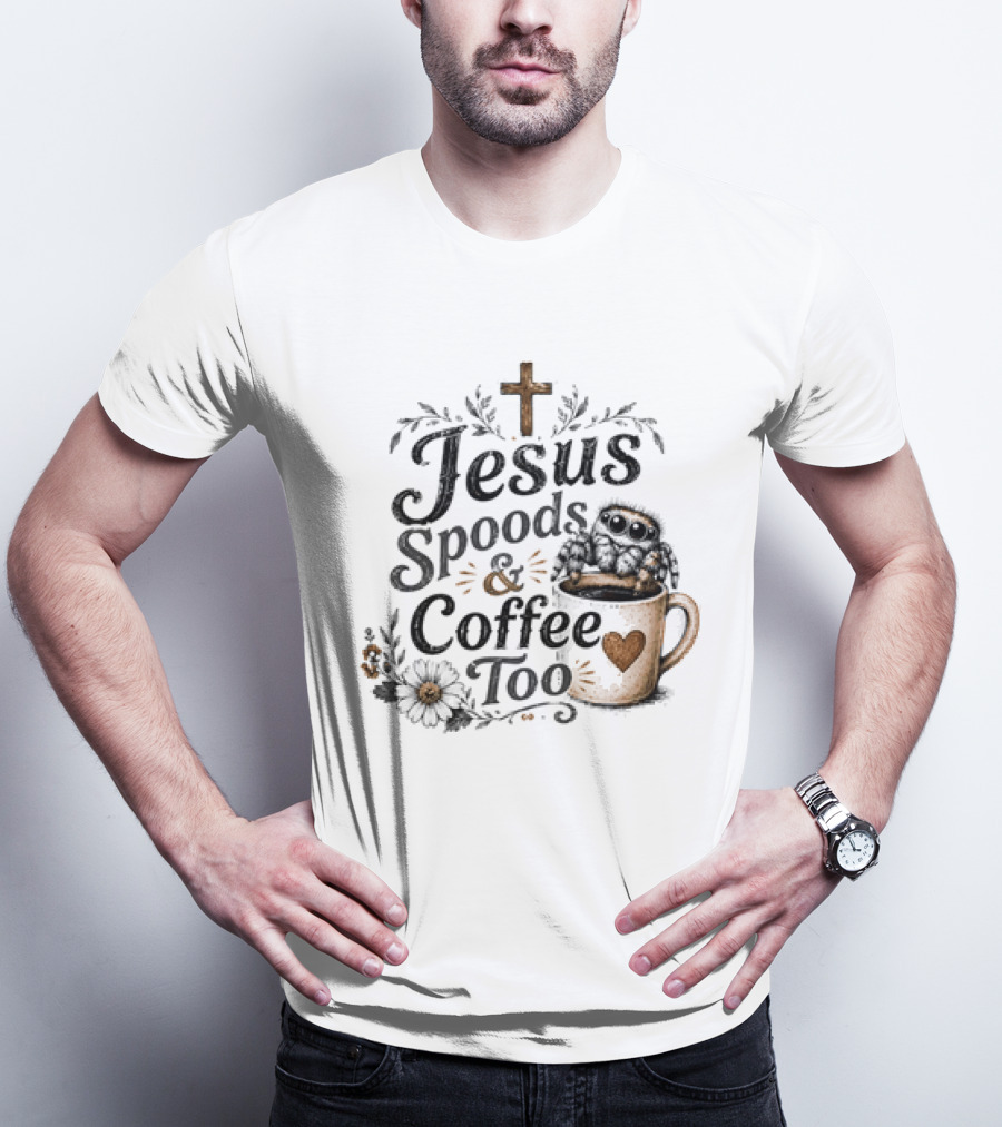 Jesus Spoods And Coffee Too Cross And Heart Christian T-Shirt
