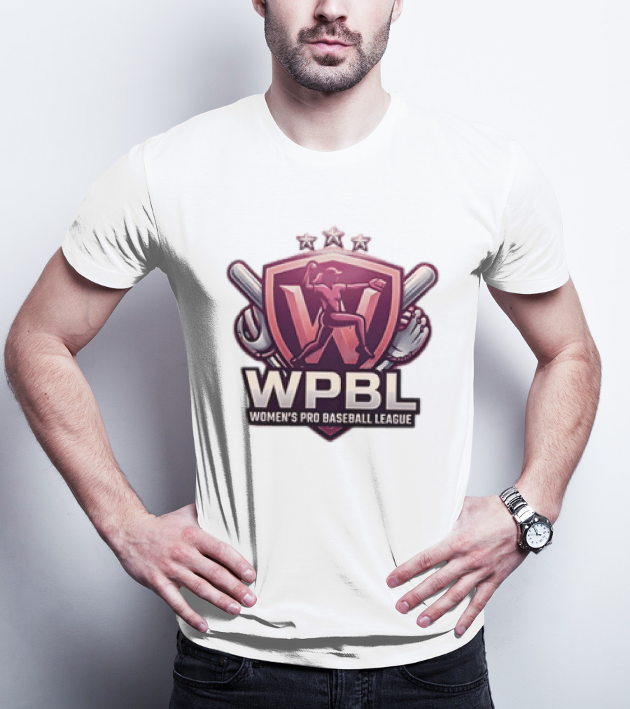 WPBL Women's Pro Baseball League Baseball Emblem With Stars And Bats T-Shirt
