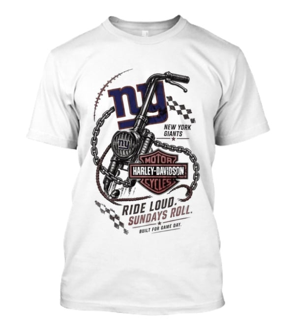New York Giants Harley Davidson Motorcycles Ride Loud Sundays Roll Game Day T-Shirt