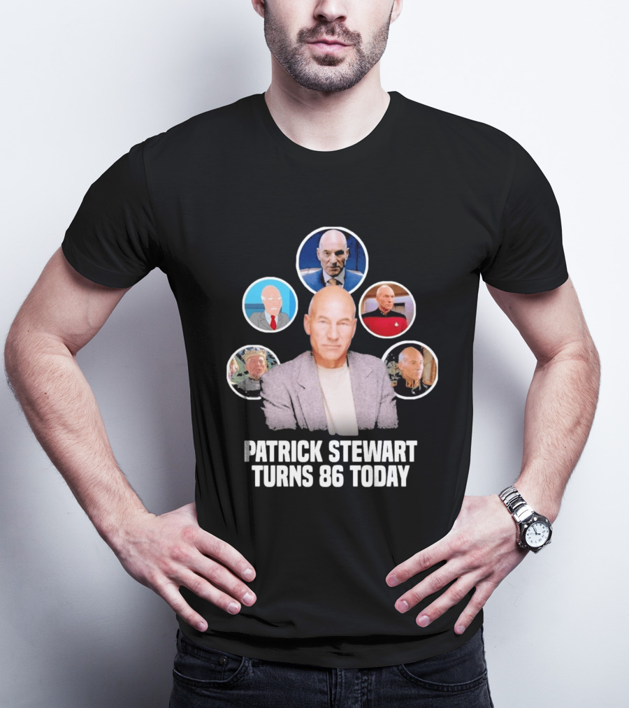 Patrick Stewart Turns 86 Today Iconic Roles Celebration Image T-Shirt