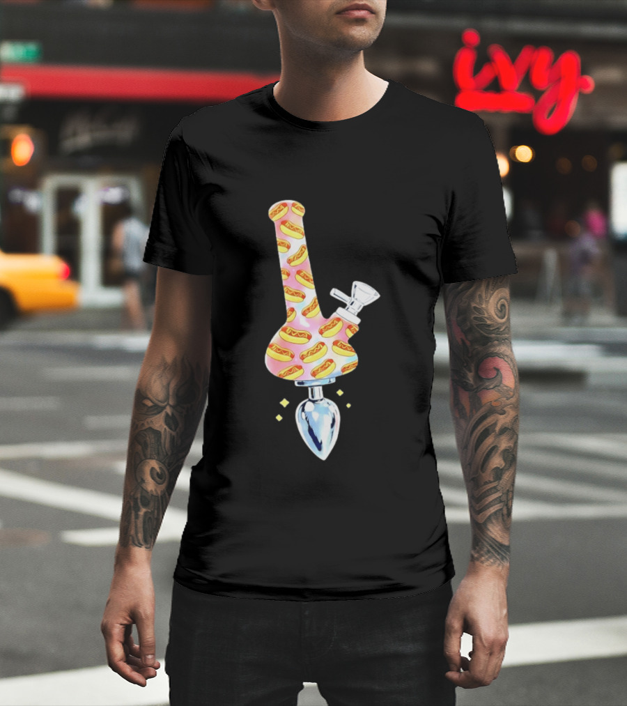 Hotdog Patterned Bong Buttplug T-Shirt