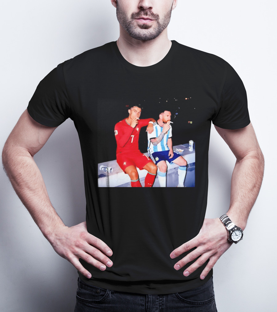 Cristiano Ronaldo Lionel Messi Smoking National Legends T-Shirt