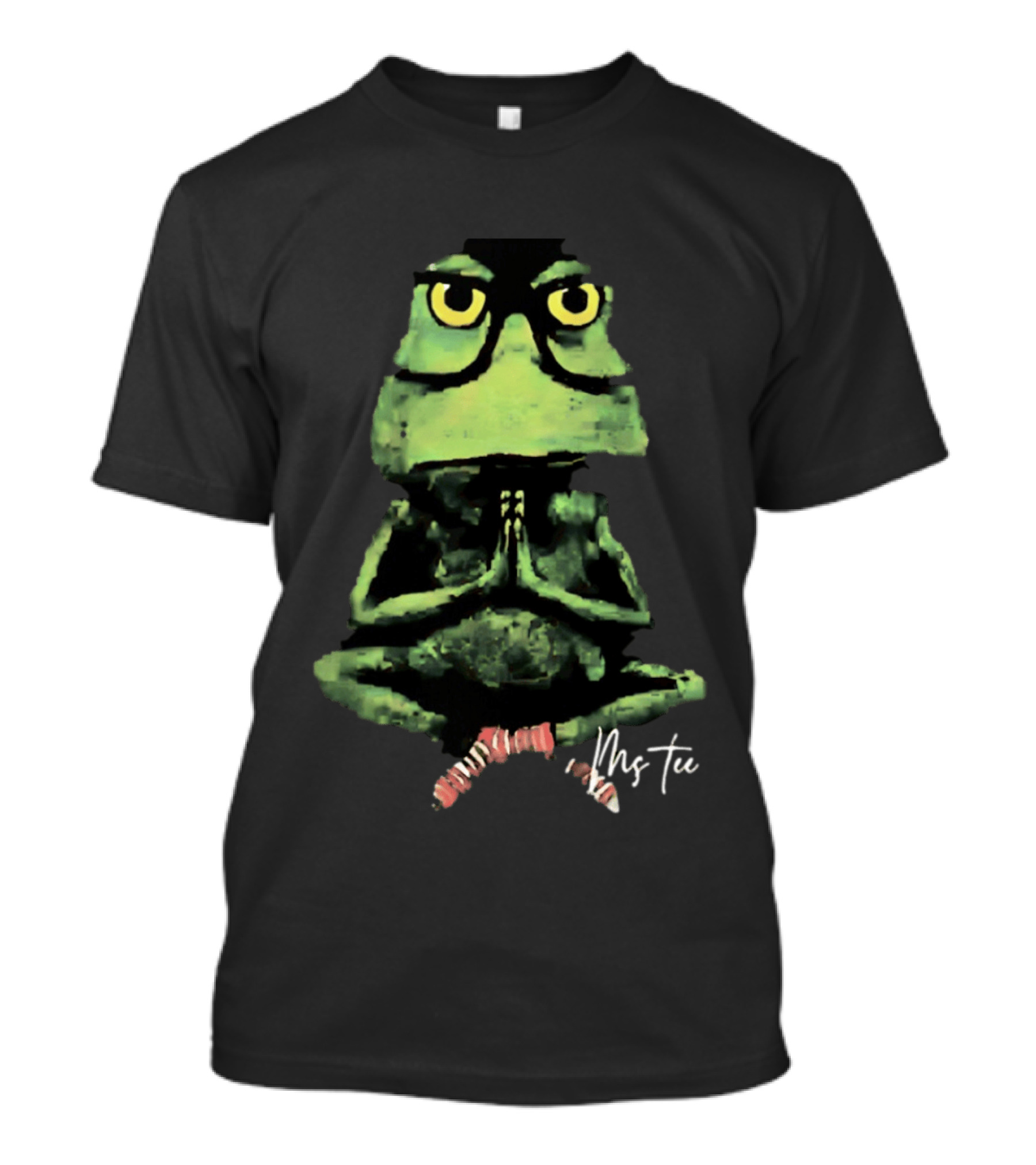 Frog Wearing Glasses Striped Socks Meditating Ms T-Shirt