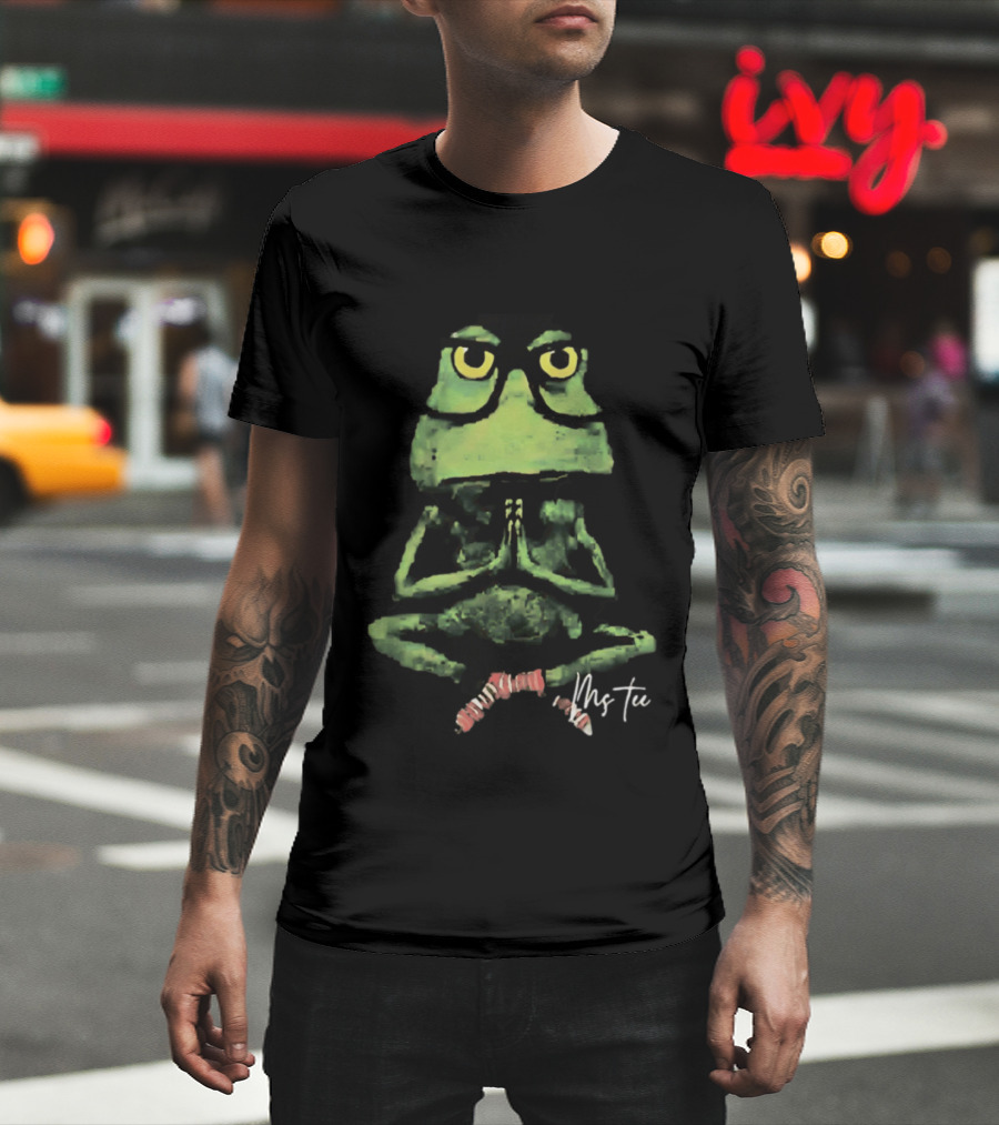 Frog Wearing Glasses Striped Socks Meditating Ms T-Shirt