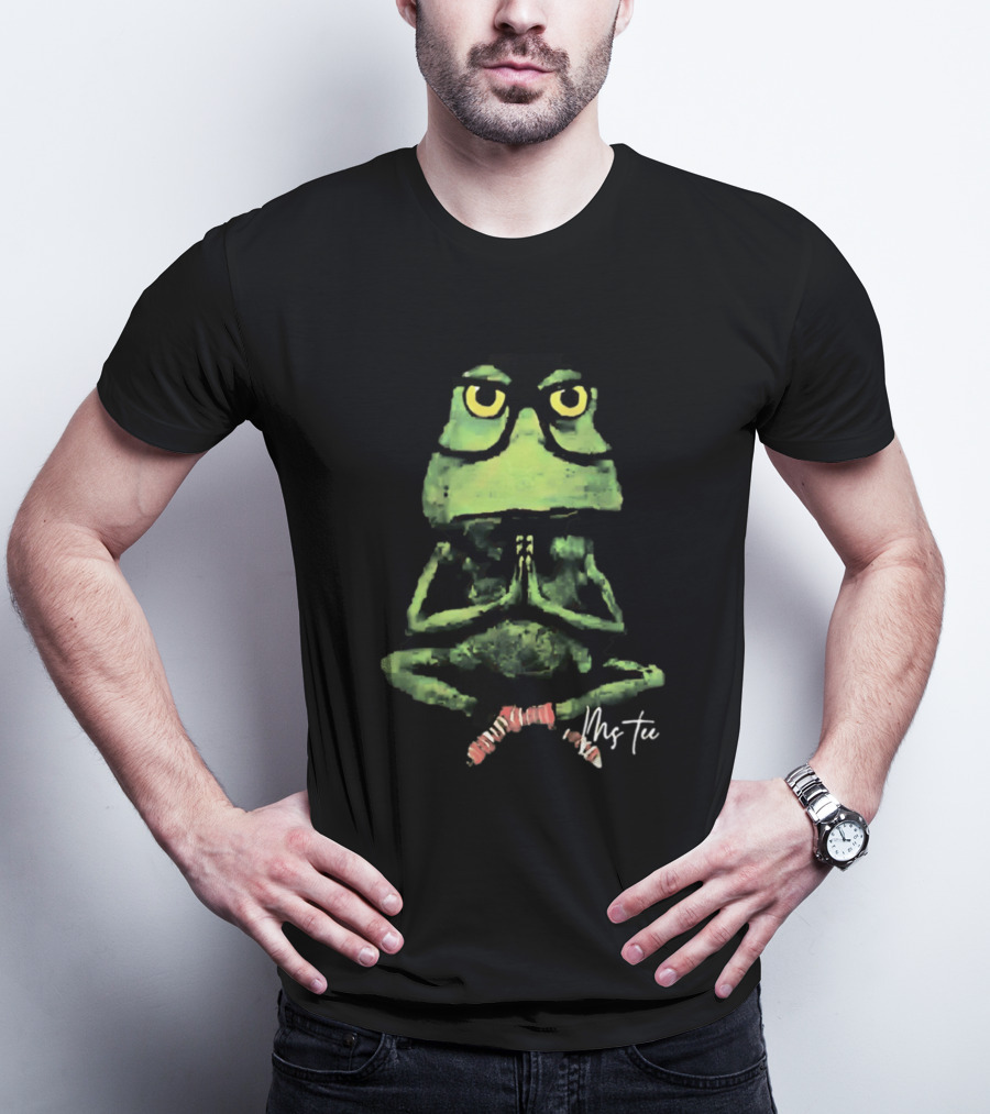 Frog Wearing Glasses Striped Socks Meditating Ms T-Shirt