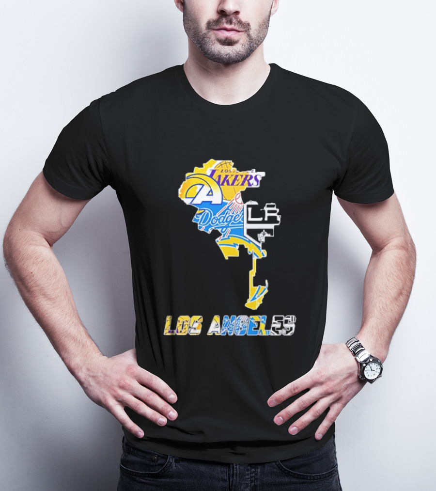 Los Angeles Lakers Rams Dodgers LA Kings Chargers Sports Team Logos T-Shirt