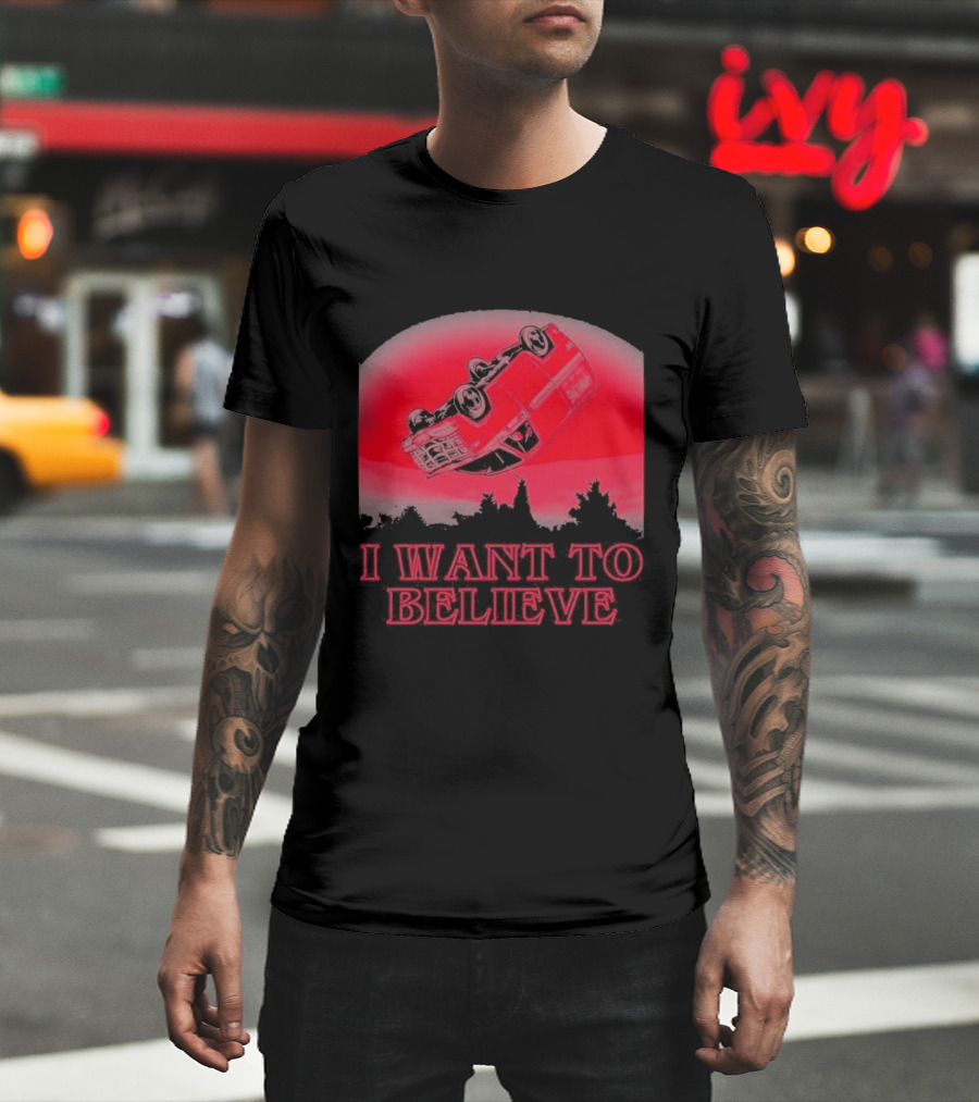 The X Files I Want To Believe Upside Down Car T-Shirt