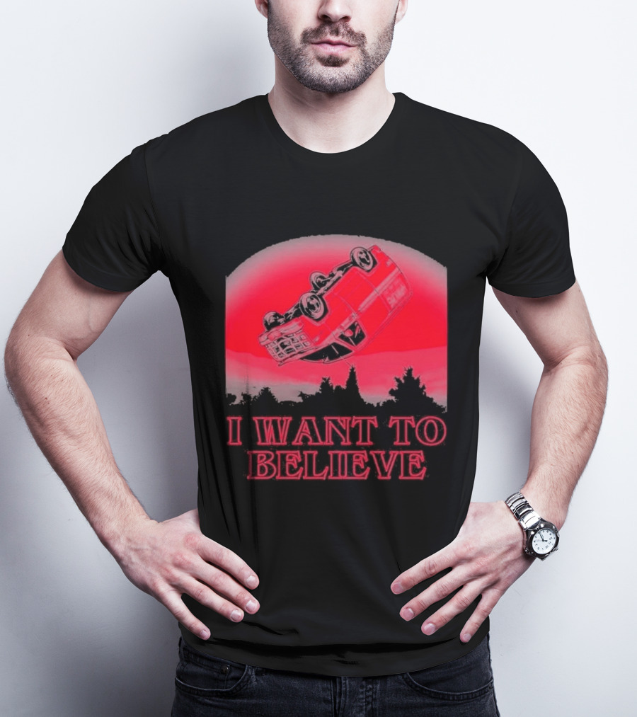 The X Files I Want To Believe Upside Down Car T-Shirt
