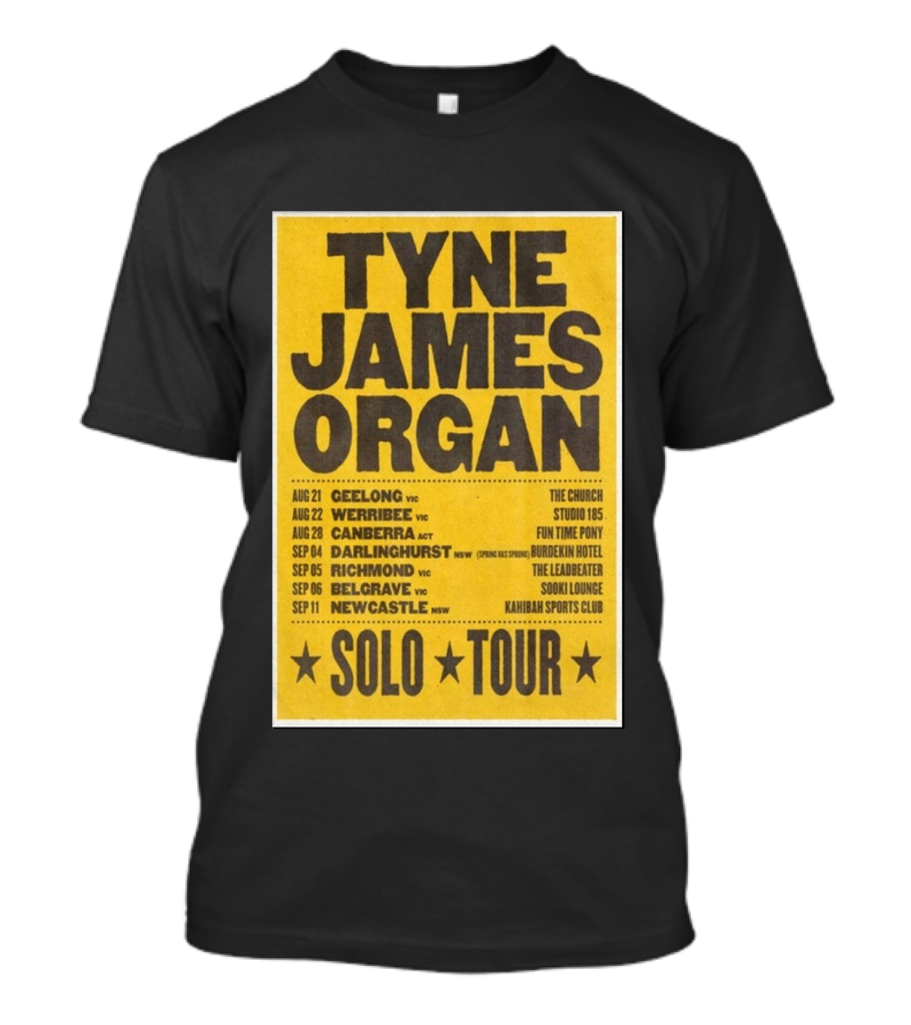 TYNE JAMES ORGAN Australian Solo Tour 2026 Geelong Werribee Canberra Dates Venues T-Shirt