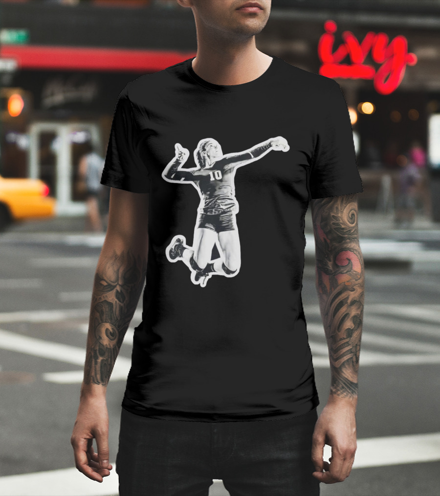 Volleyball Number 10 Athlete In Mid Air Motion T-Shirt