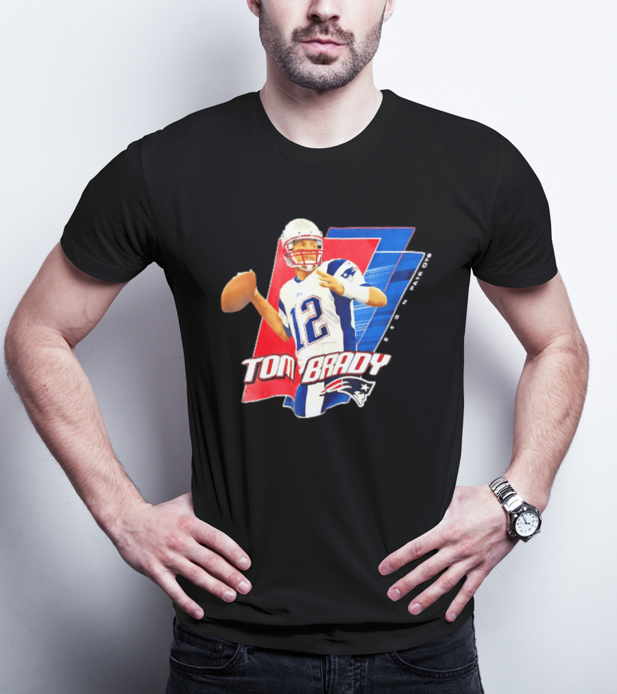 New England Patriots Tom Brady 12 Football Quarterback Iconic Action Pose T-Shirt