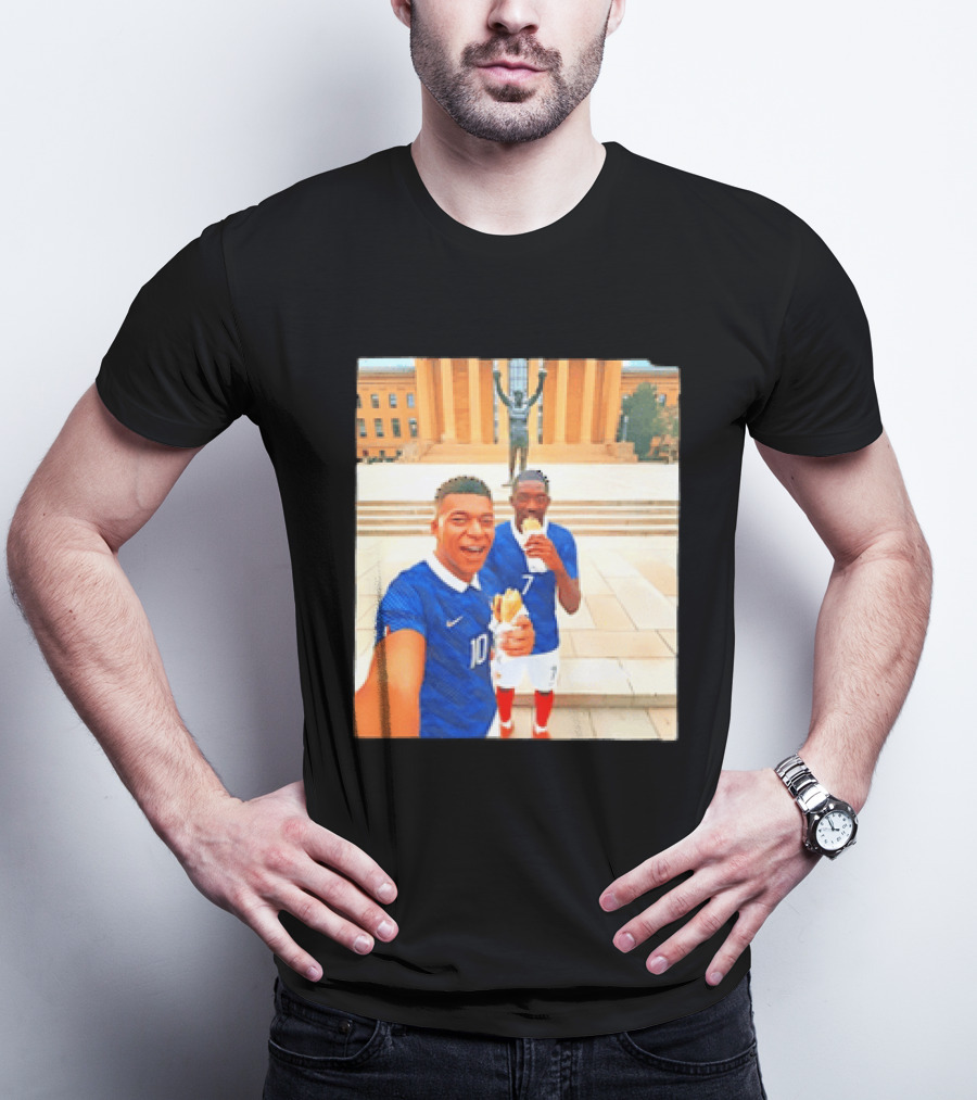 Ousmane Dembele Kylian Mbappe Philadelphia Museum Iconic Pose T-Shirt