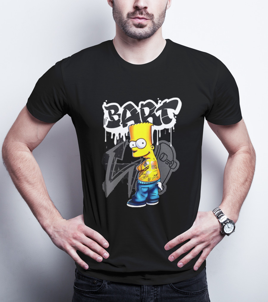 Bart Simpson Street Style Skateboard Graffiti Tattoos T-Shirt