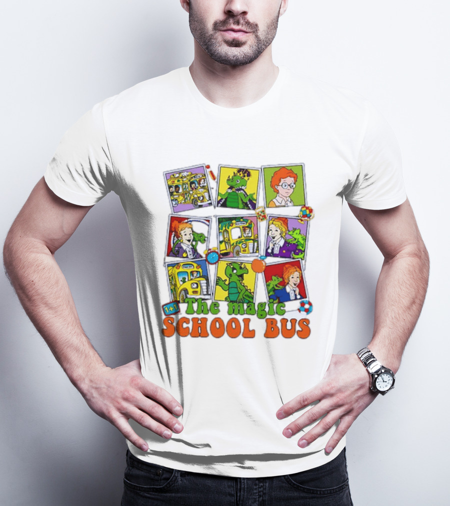 1+1 The Magic School Bus Characters And Adventure Scenes T-Shirt