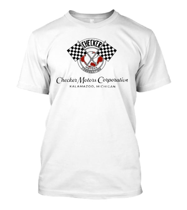 Checker Motors Corporation Checker Flags Globe Kalamazoo Michigan T-Shirt