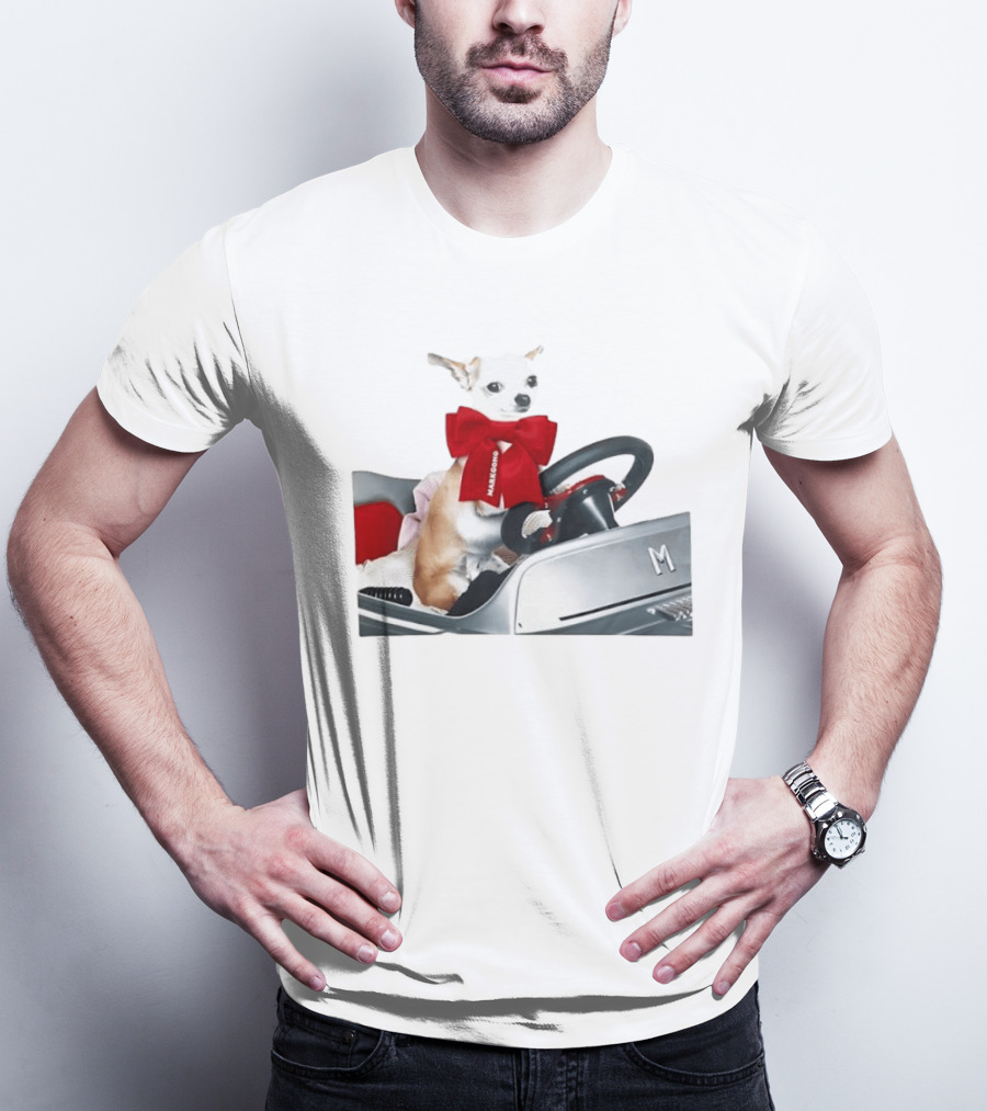 Chihuahua Puppy In Toy Car With Markgong Ribbon T-Shirt