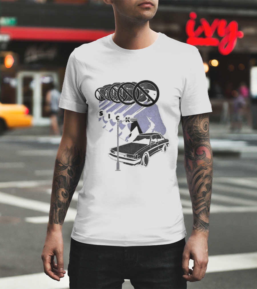 Sick Car Sedan Street Lamp Urban Environment Walking Man T-Shirt