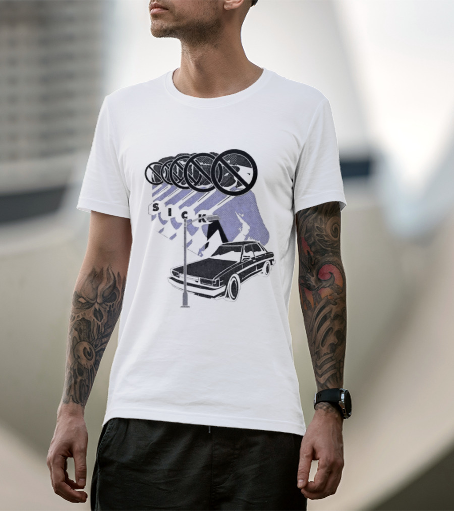 Sick Car Sedan Street Lamp Urban Environment Walking Man T-Shirt