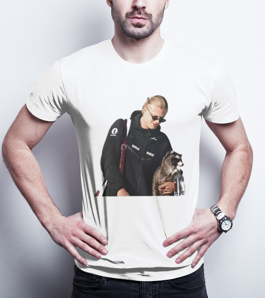 Erling Haaland Raccoon Meme Football KIWI K SPACE Texas T-Shirt