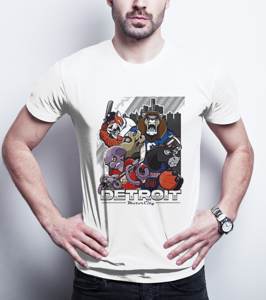 Motor City Detroit Tigers Lions Red Wings Pistons Athletic Sports Fan Gear T-Shirt