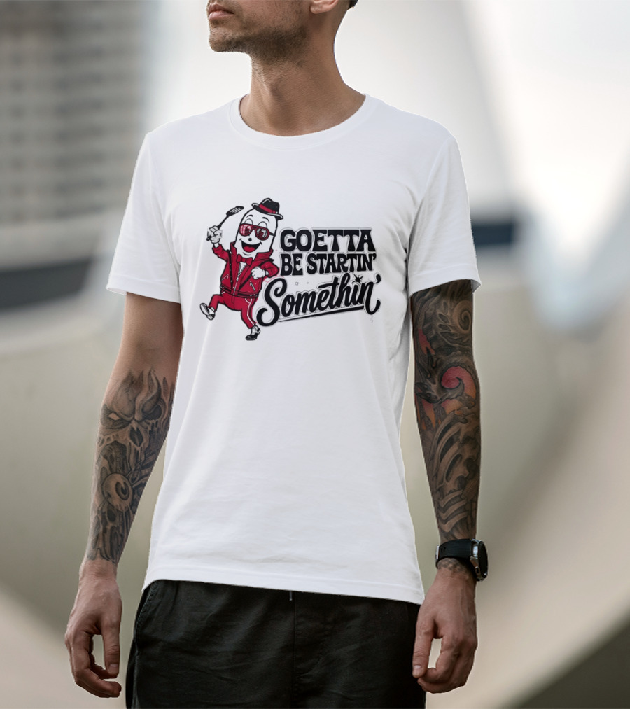 Goetta Be Startin Somethin Hotdog Retro Sunglasses Suit Fedora T-Shirt