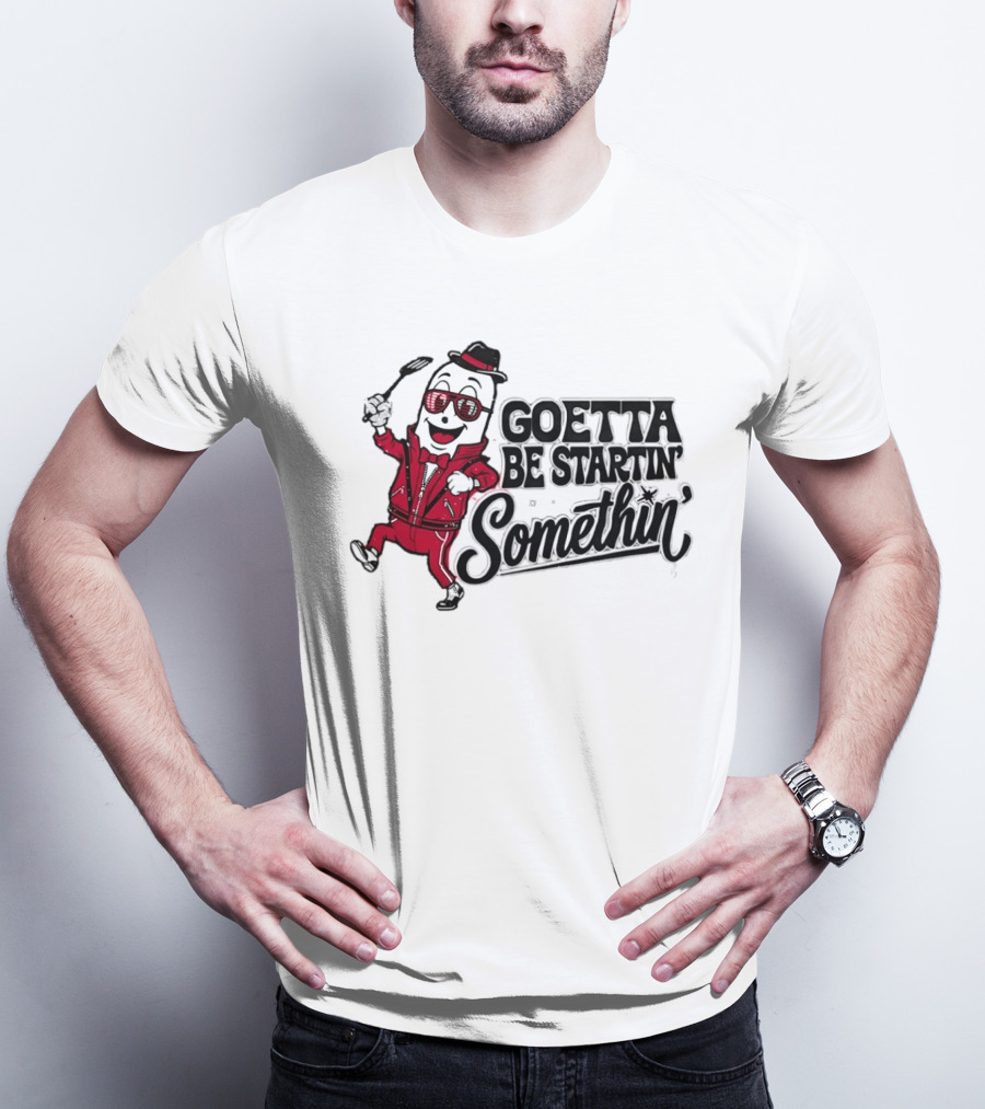 Goetta Be Startin Somethin Hotdog Retro Sunglasses Suit Fedora T-Shirt