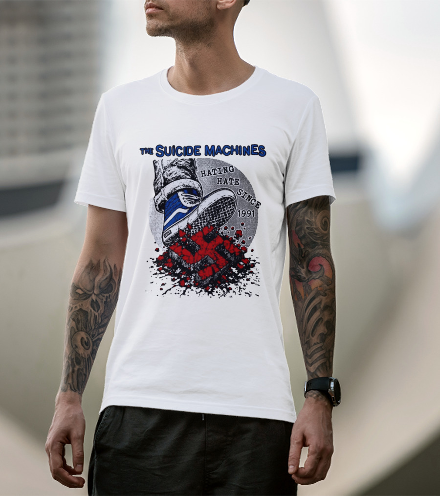 The Suicide Machines Hating Hate Since 1991 Vans Shoe Kicking Swastika T-Shirt