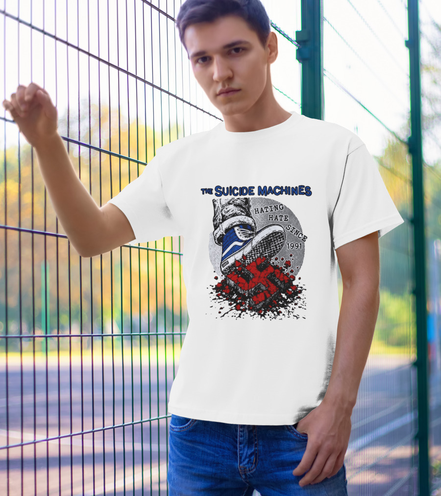 The Suicide Machines Hating Hate Since 1991 Vans Shoe Kicking Swastika T-Shirt