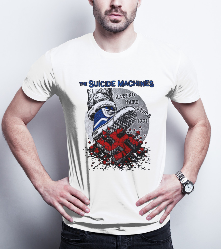 The Suicide Machines Hating Hate Since 1991 Vans Shoe Kicking Swastika T-Shirt