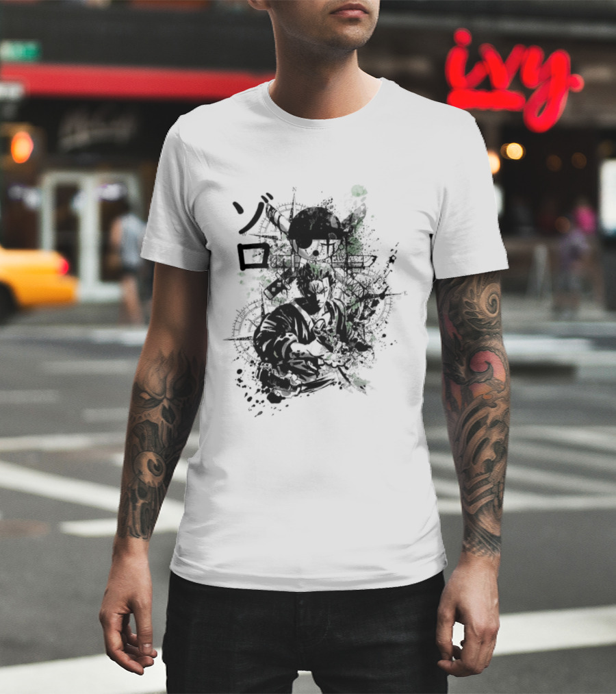 Japanese Kanji Ink Art With Splatter Effect T-Shirt