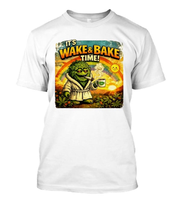 It's Wake And Bake Time Chief Greenbud Smoking Rainbow Sun Cannabis T-Shirt