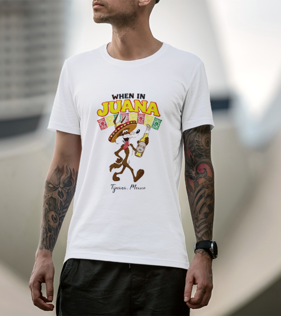 When In Juana Tijuana Mexico Sombrero Flags Fiesta T-Shirt