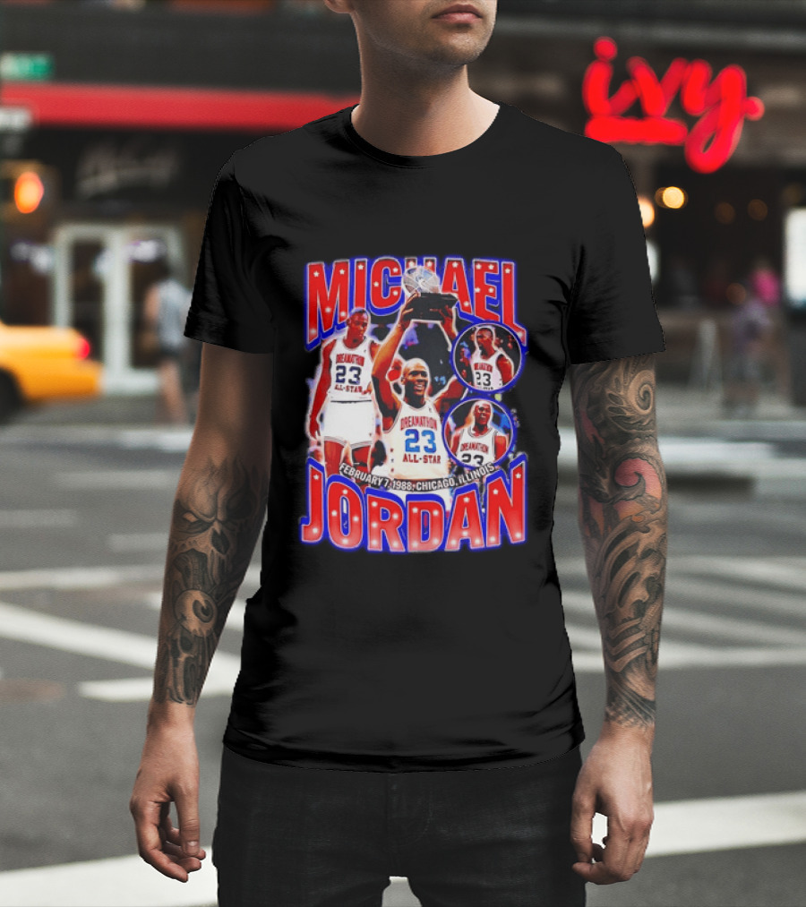 Michael Jordan February 7 1988 Chicago Illinois All Star Trophy Dream Team 23 T-Shirt