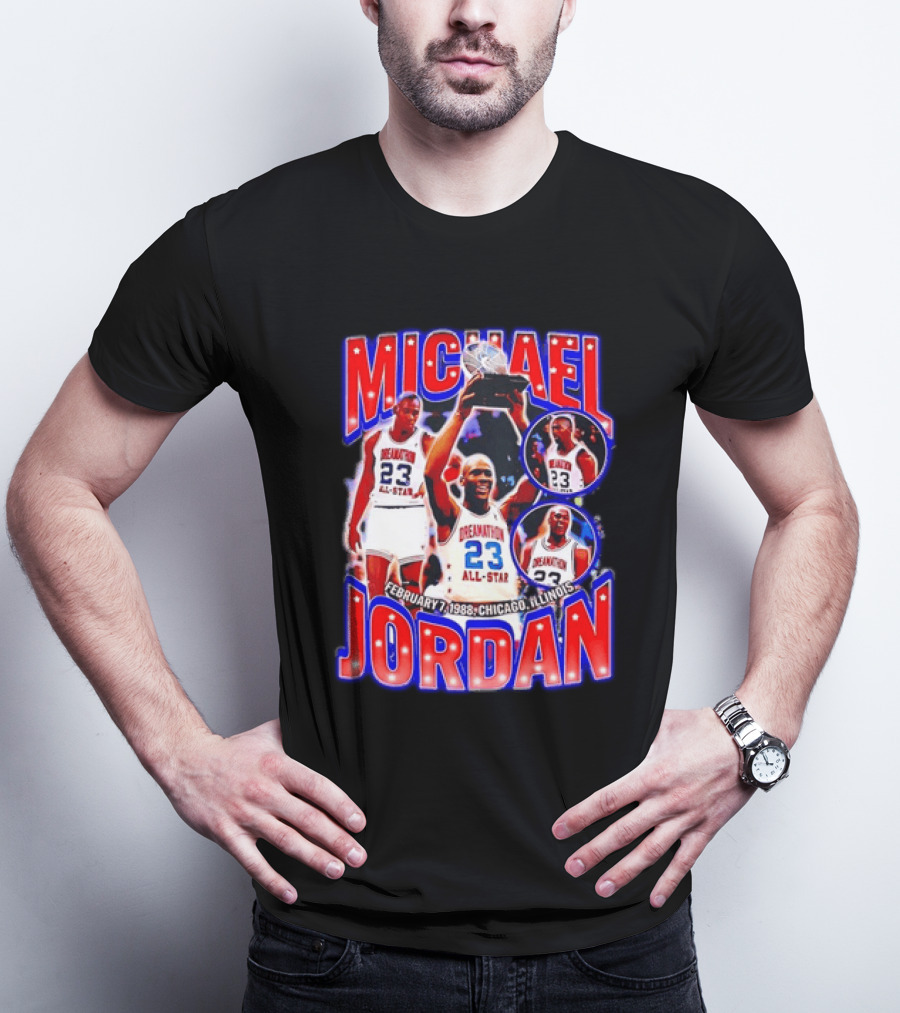 Michael Jordan February 7 1988 Chicago Illinois All Star Trophy Dream Team 23 T-Shirt