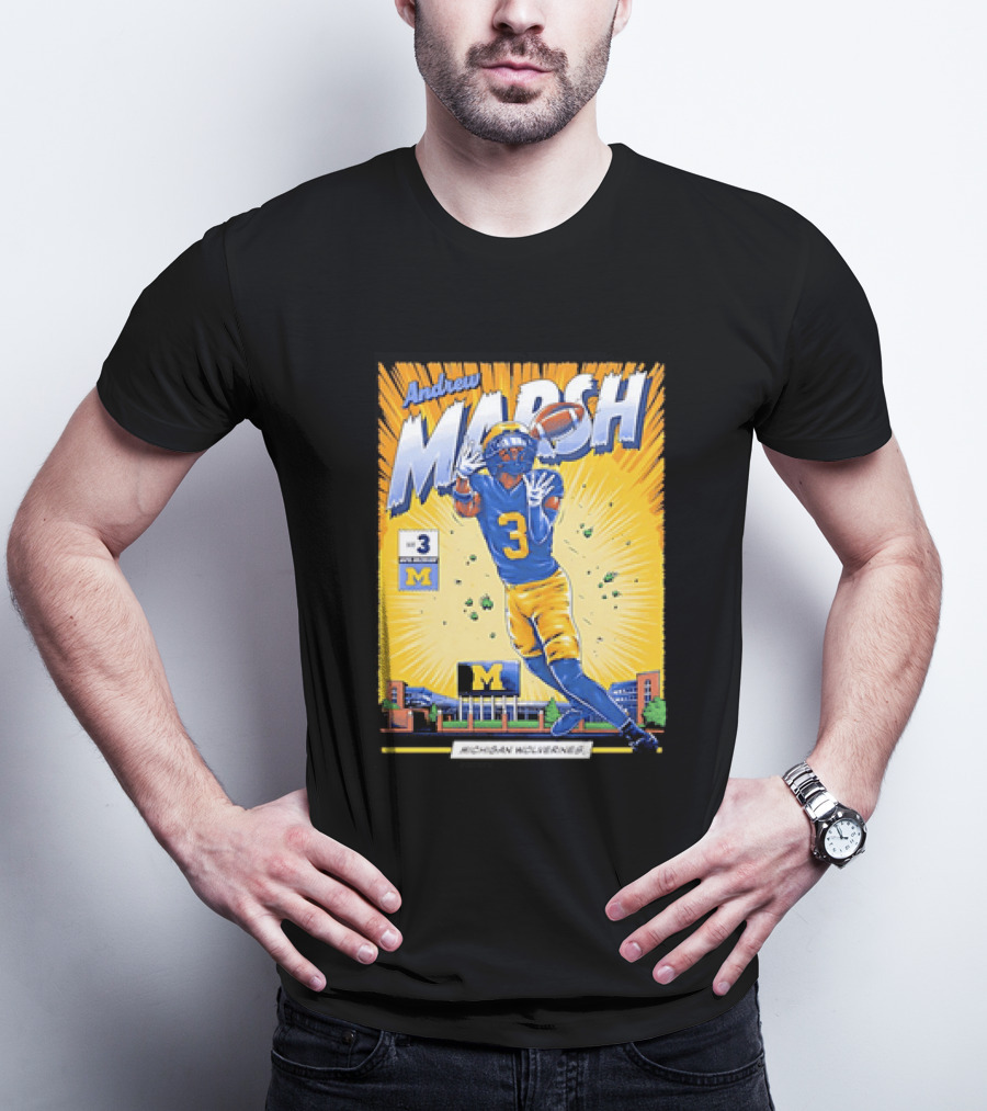 Andrew Marsh Michigan Wolverines Football Player Number 3 Comic T-Shirt