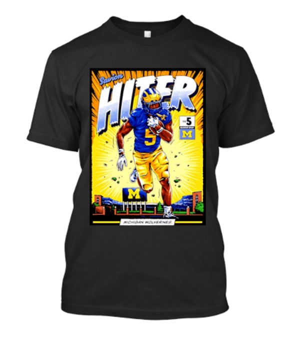 Savion Hiter Michigan Wolverines Football Number 5 Comic T-Shirt