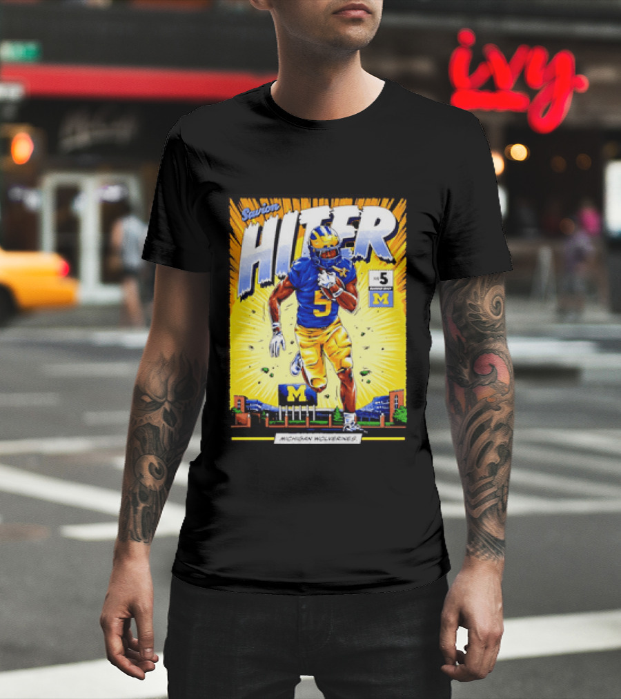Savion Hiter Michigan Wolverines Football Number 5 Comic T-Shirt