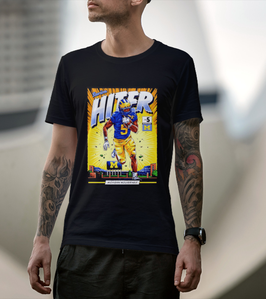 Savion Hiter Michigan Wolverines Football Number 5 Comic T-Shirt