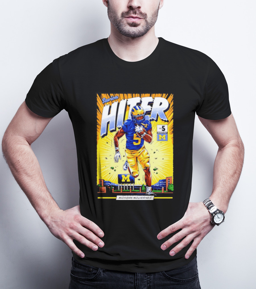 Savion Hiter Michigan Wolverines Football Number 5 Comic T-Shirt