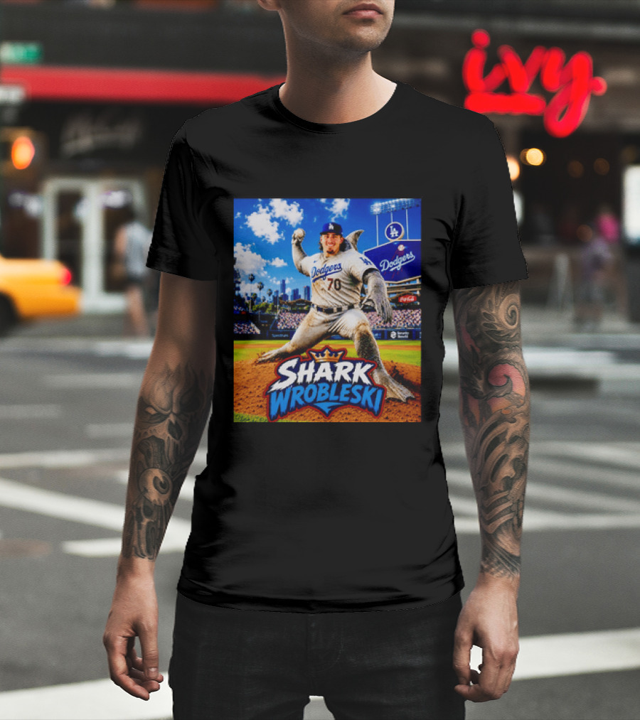 Shark Wrobleski Los Angeles Dodgers No 70 Iconic Baseball Player Fantasy T-Shirt